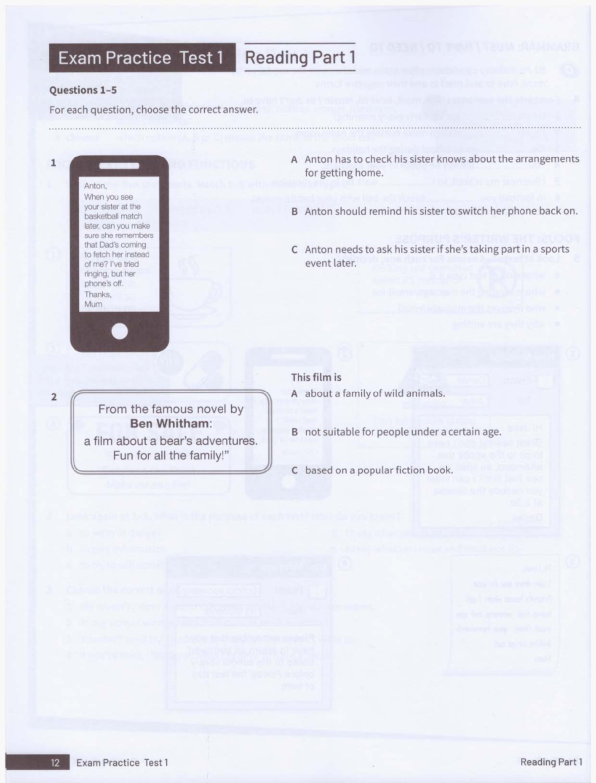 Exam Practice Test 1: Reading Part 1 & 3 Questions - Studocu
