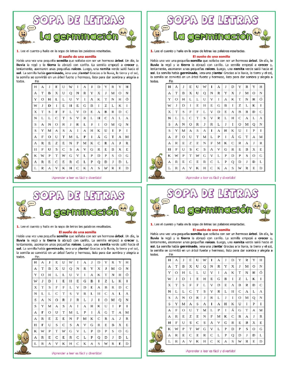 SOPA DE LETRAS: La Germinación - Actividad 1 - Studocu