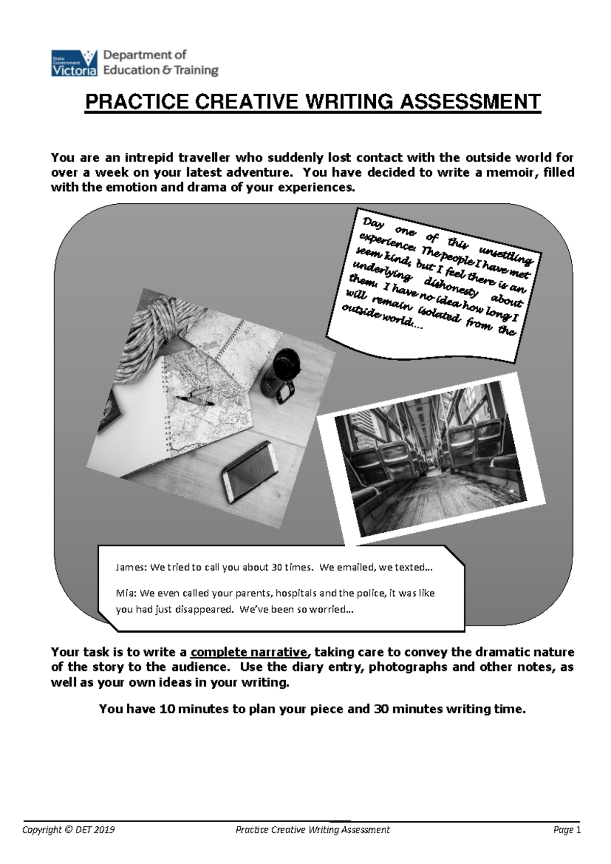 PRACTICE CREATIVE WRITING ASSESSMENT: Memoir of an Intrepid Traveller ...