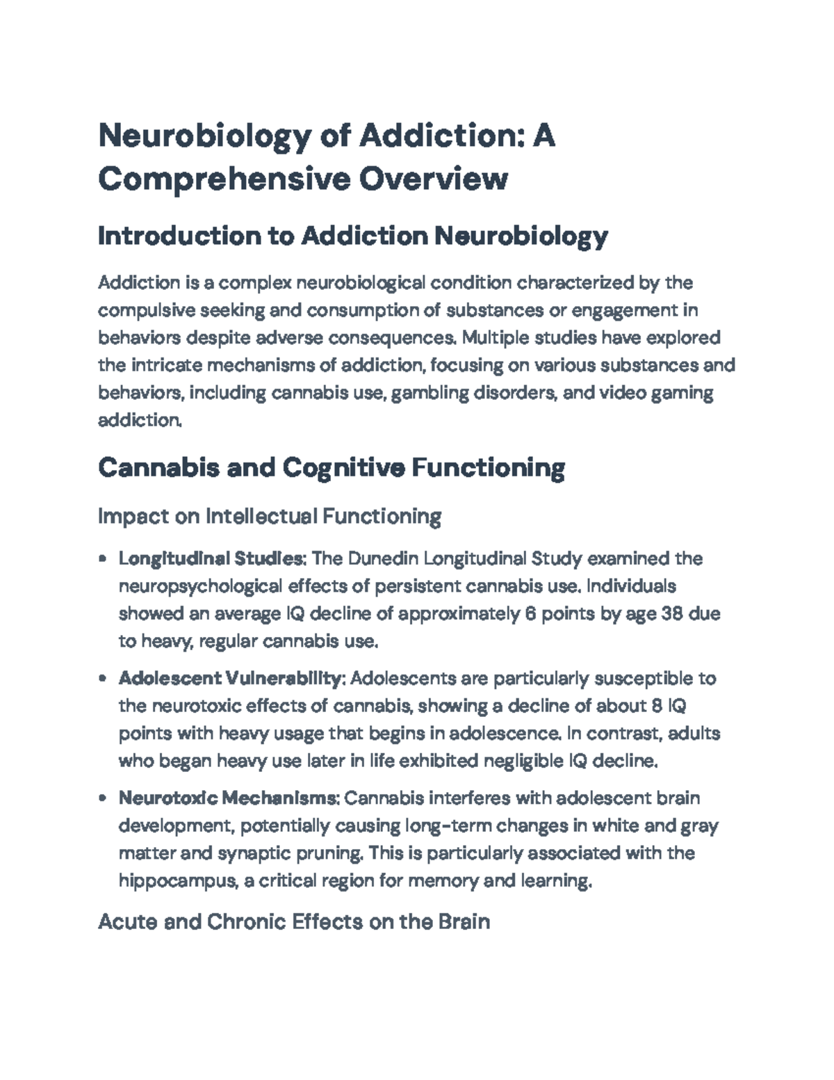 Neurobiology of Addiction: Mechanisms, Impacts, and Theoretical Models ...