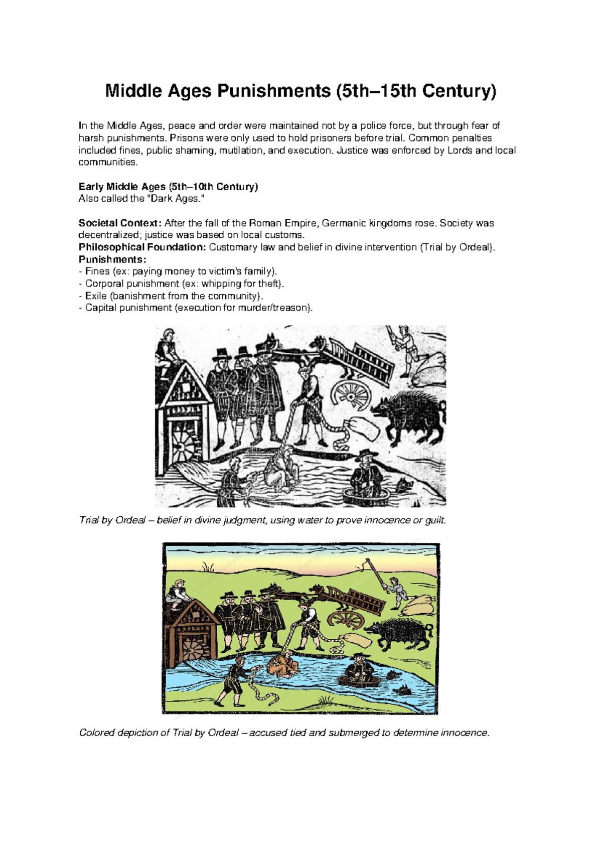 Middle Ages Punishments Report: A Historical Overview - Studocu