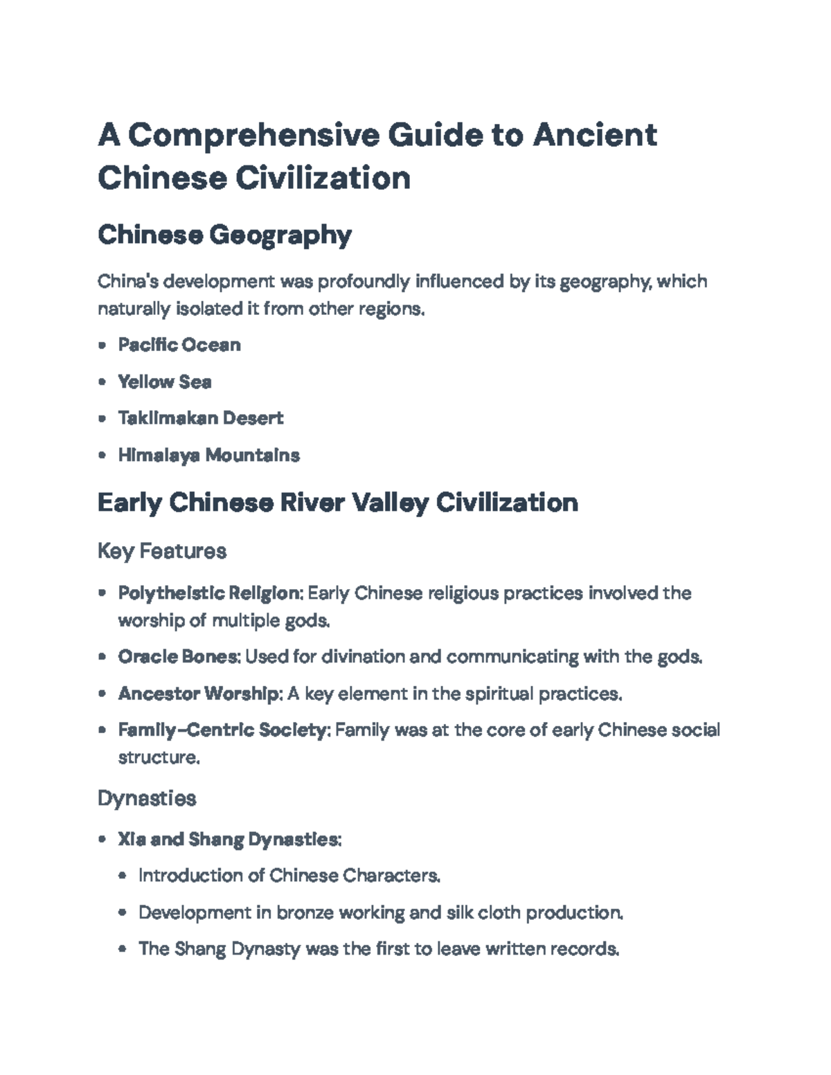 A Comprehensive Guide to Ancient China (History 101: Lecture Notes) - A ...