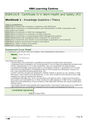 Bsbwhs 412 Task 1 WHS Compliance Checklist - WHS Compliance Checklist ...