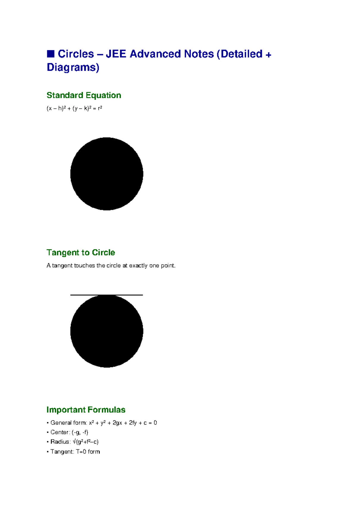 JEE Circles Advanced Notes - n Circles – JEE Advanced Notes (Detailed ...