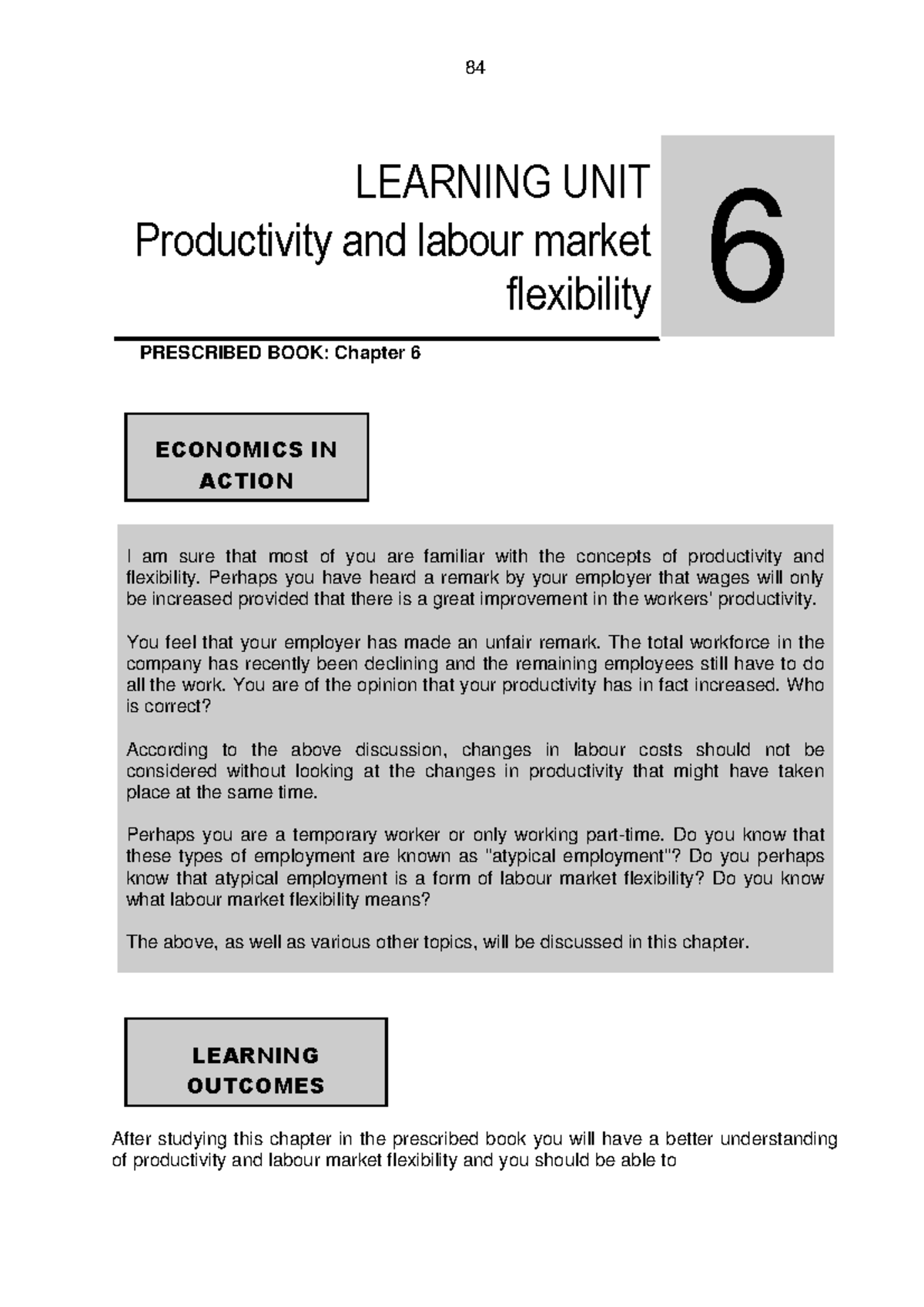 ECS2604 Lesson 6: Productivity and Labour Market Flexibility Insights ...