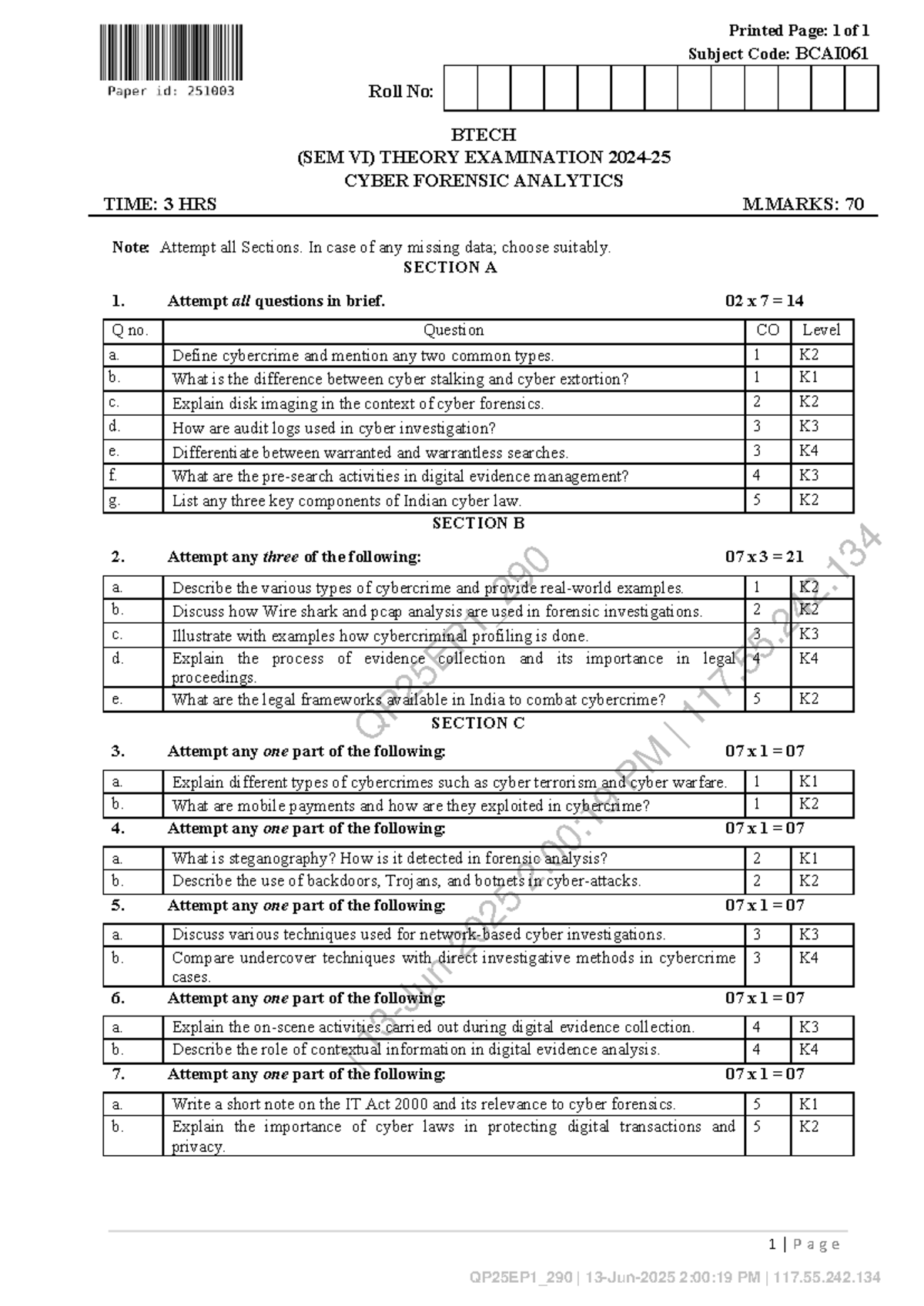 BCAI061 Cyber Forensic Analytics Exam Notes and Questions - Studocu