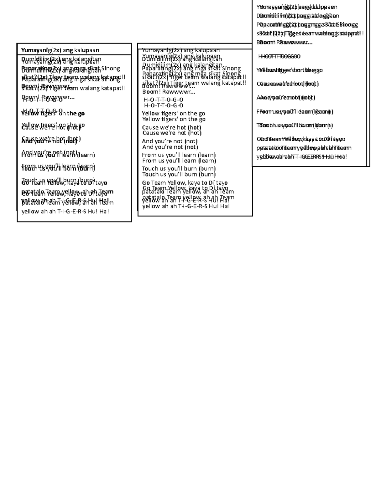 TEAM YELL 2 - Cheerleading Yell for School Activities - Studocu