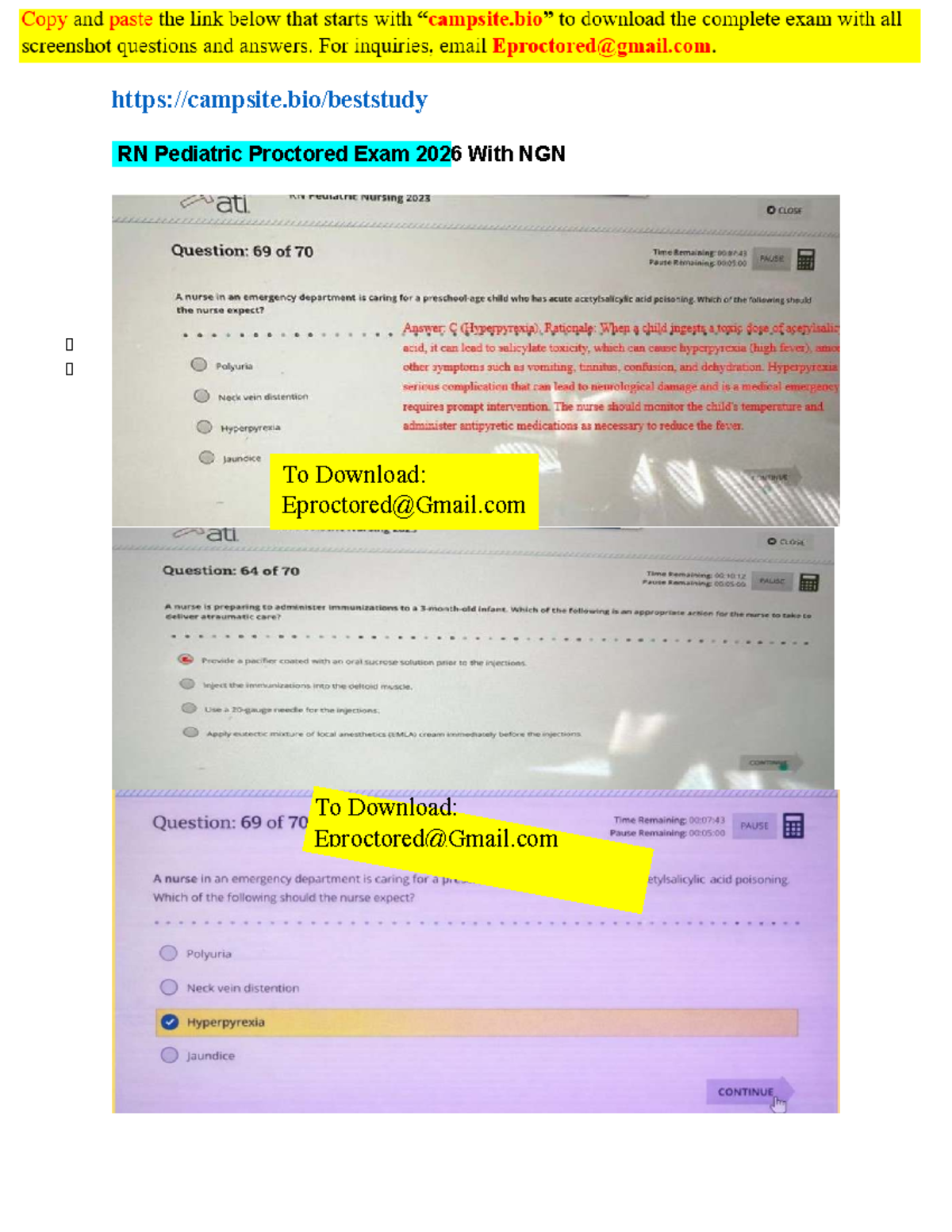 RN Pediatric Proctored Exam Level 3 Testbank 2026 with NGN - Studocu