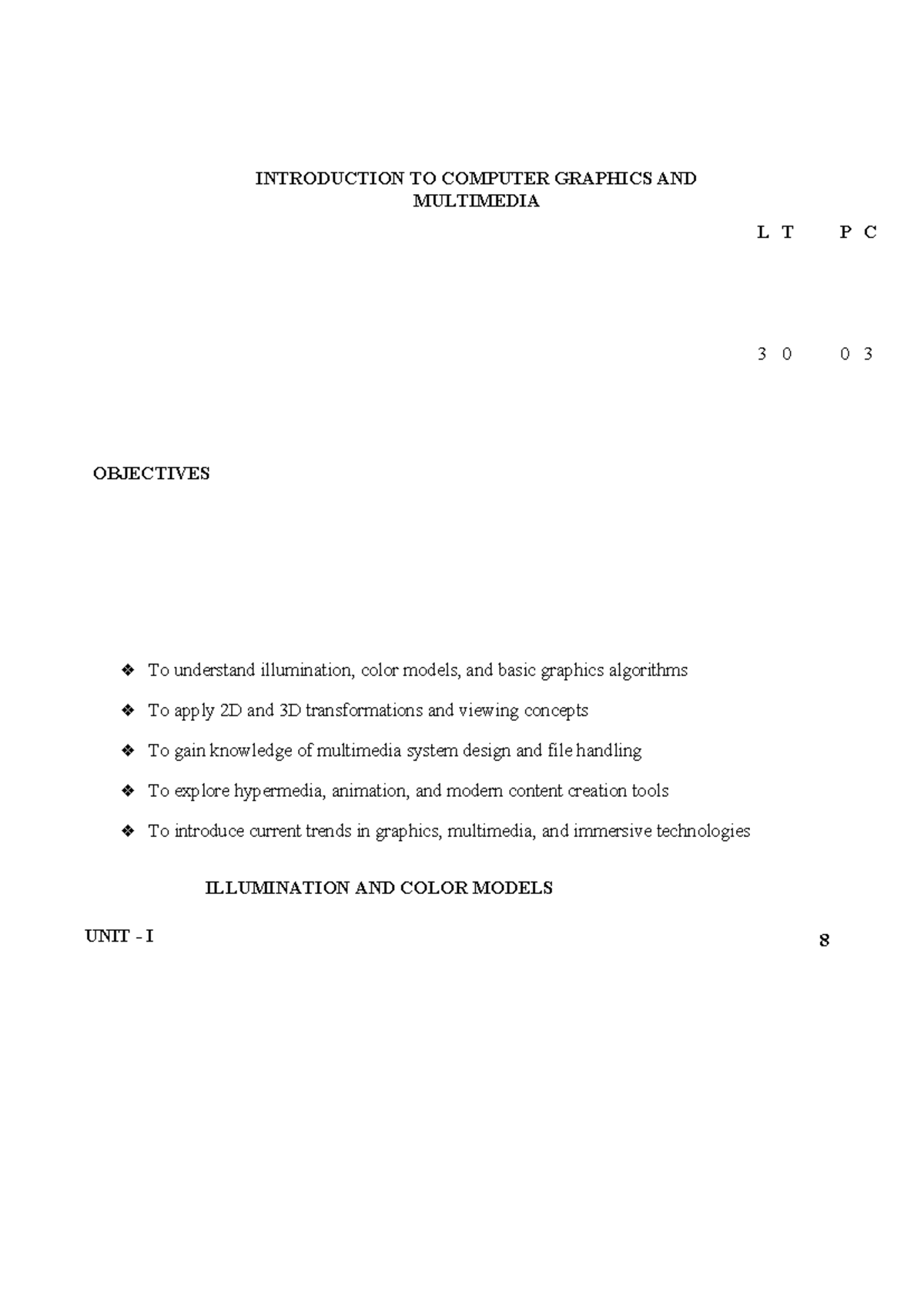 Computer Graphics & Multimedia (CSE 301) Lecture Notes - Studocu