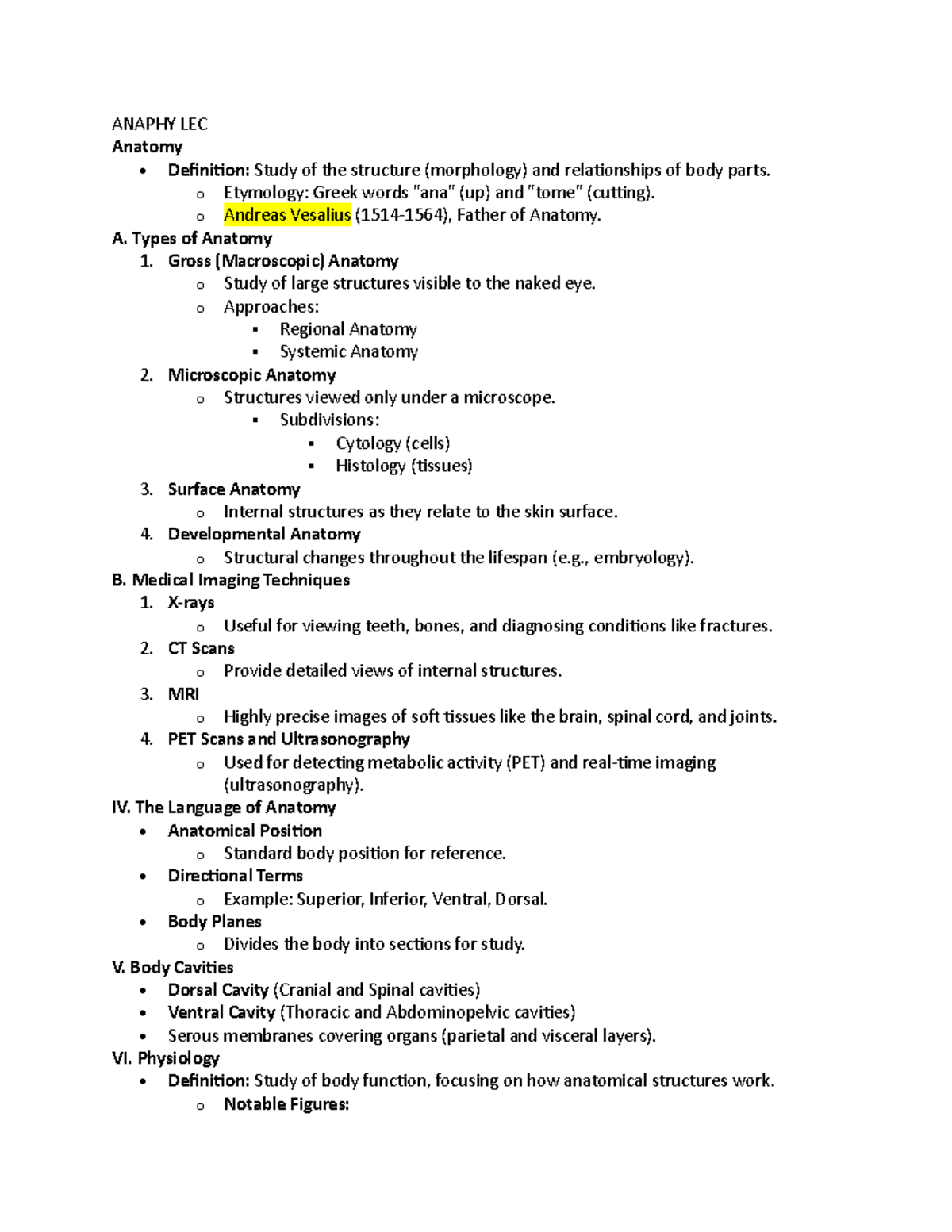 Anatomy Lecture (ANAPHY LEC): Structure, Types, and Functions of Body ...