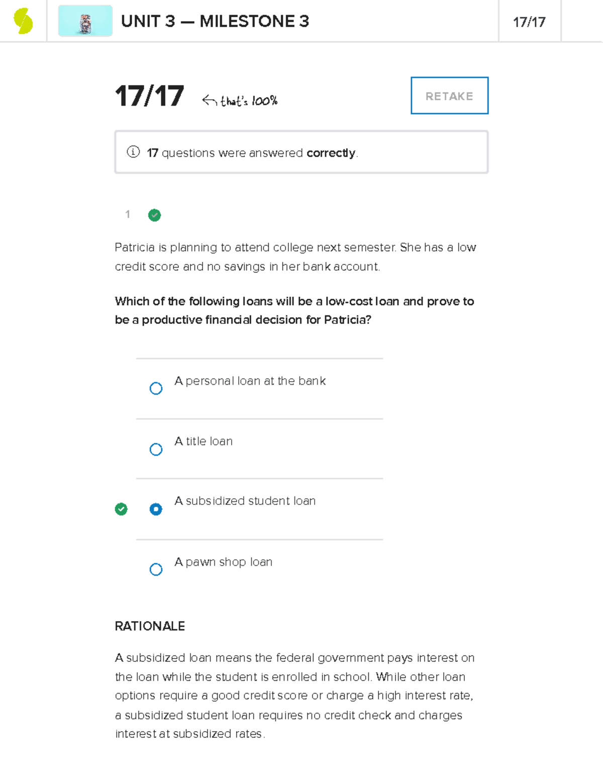 Sofia Personal Finance Course - Milestone 3 Study Notes - Studocu