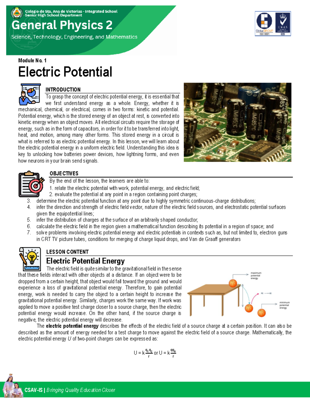 General Physics 2: Module 1 - Understanding Electric Potential Energy ...