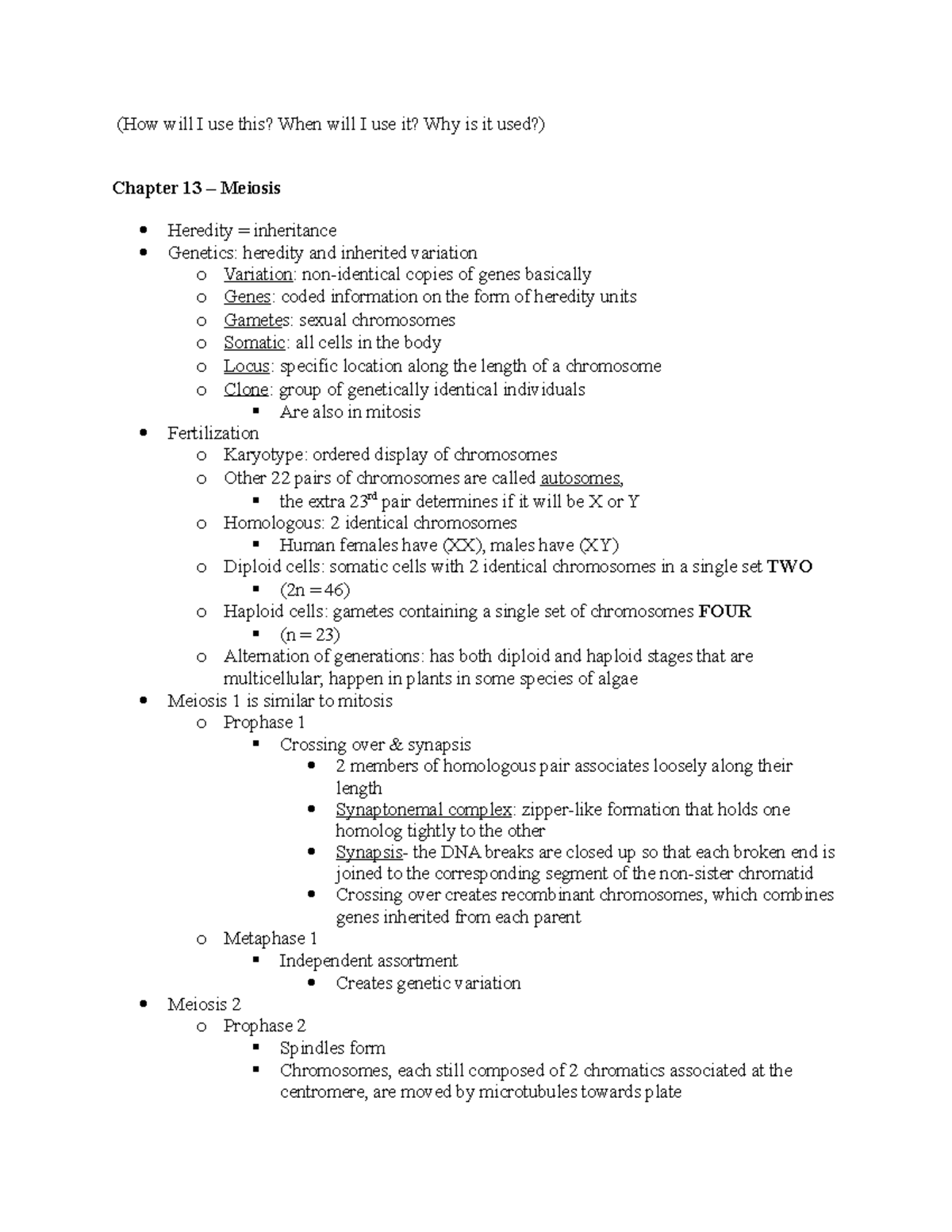 Chapter 13 and 14 Study Guide BIO-181 - (How will I use this? When will ...