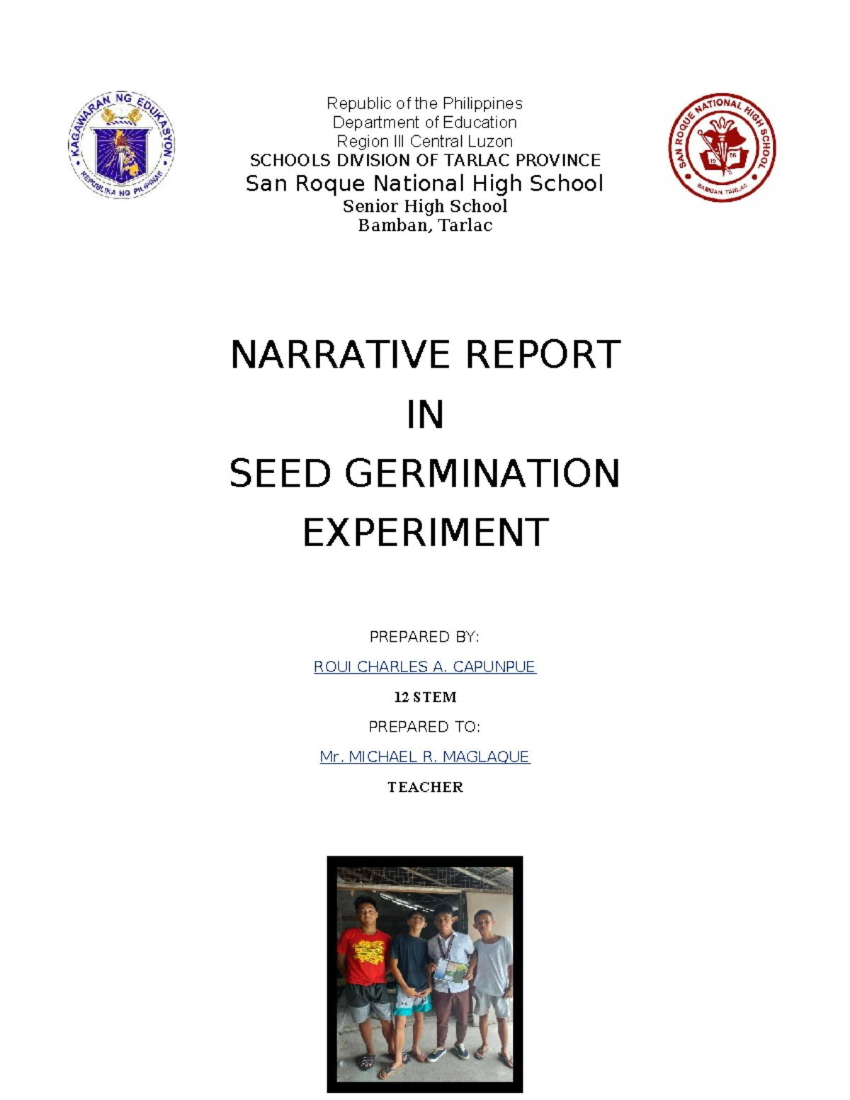 Narrative Report on Local Tree Planting Project in Barangay San Roque ...
