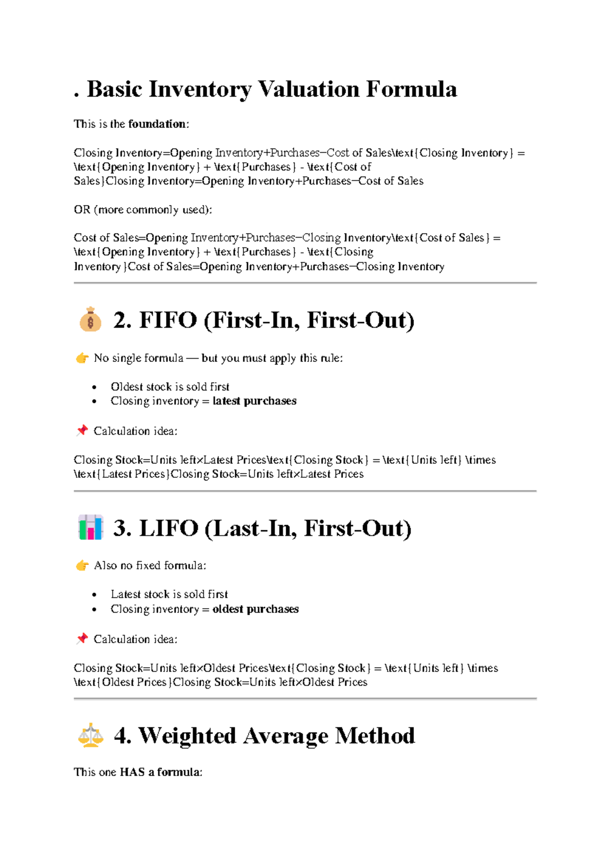 Inventory Valuation Methods: FIFO, LIFO, and Weighted Average - Studocu