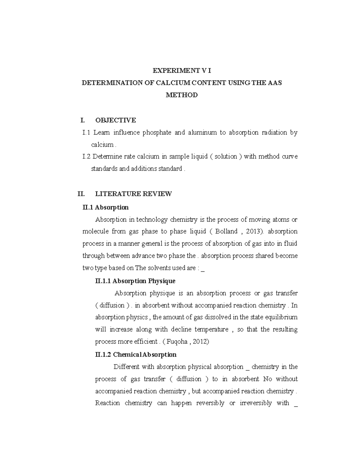 Determination of Calcium Content via AAS Method - Experiment V - Studocu