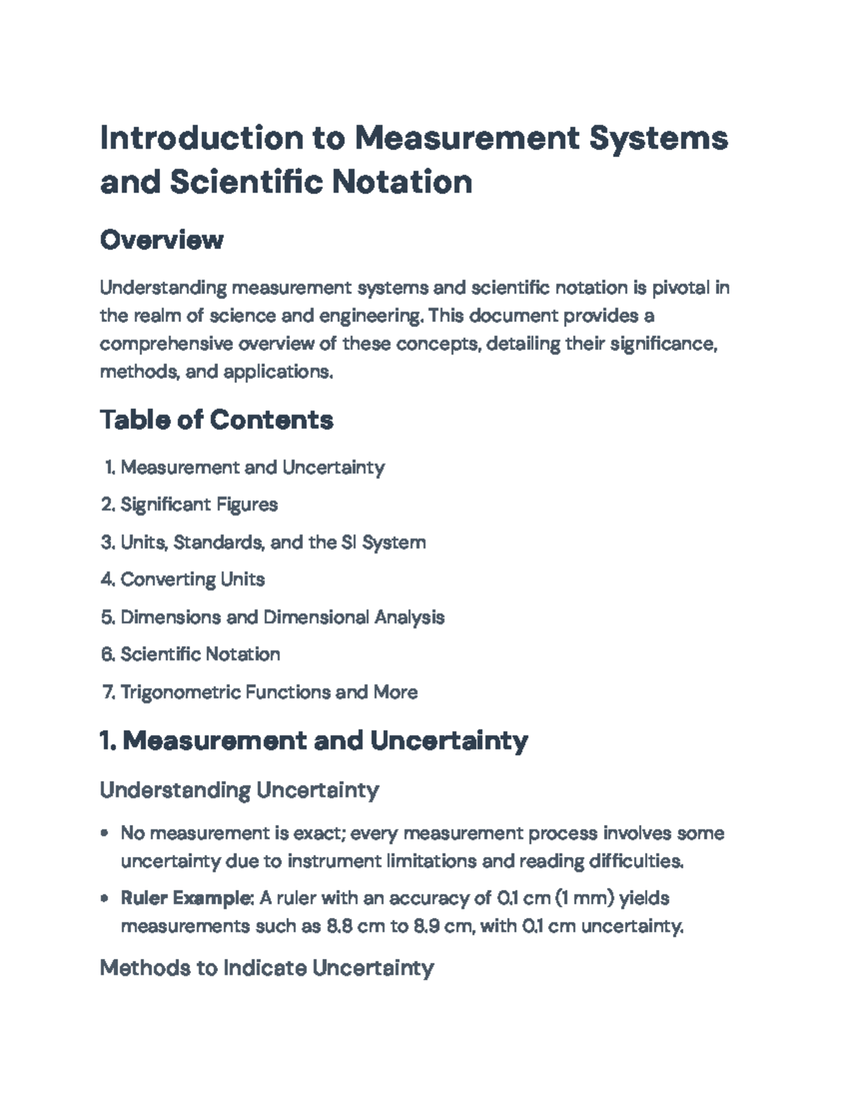 Introduction to Measurement Systems and Scientific Notation: Overview ...