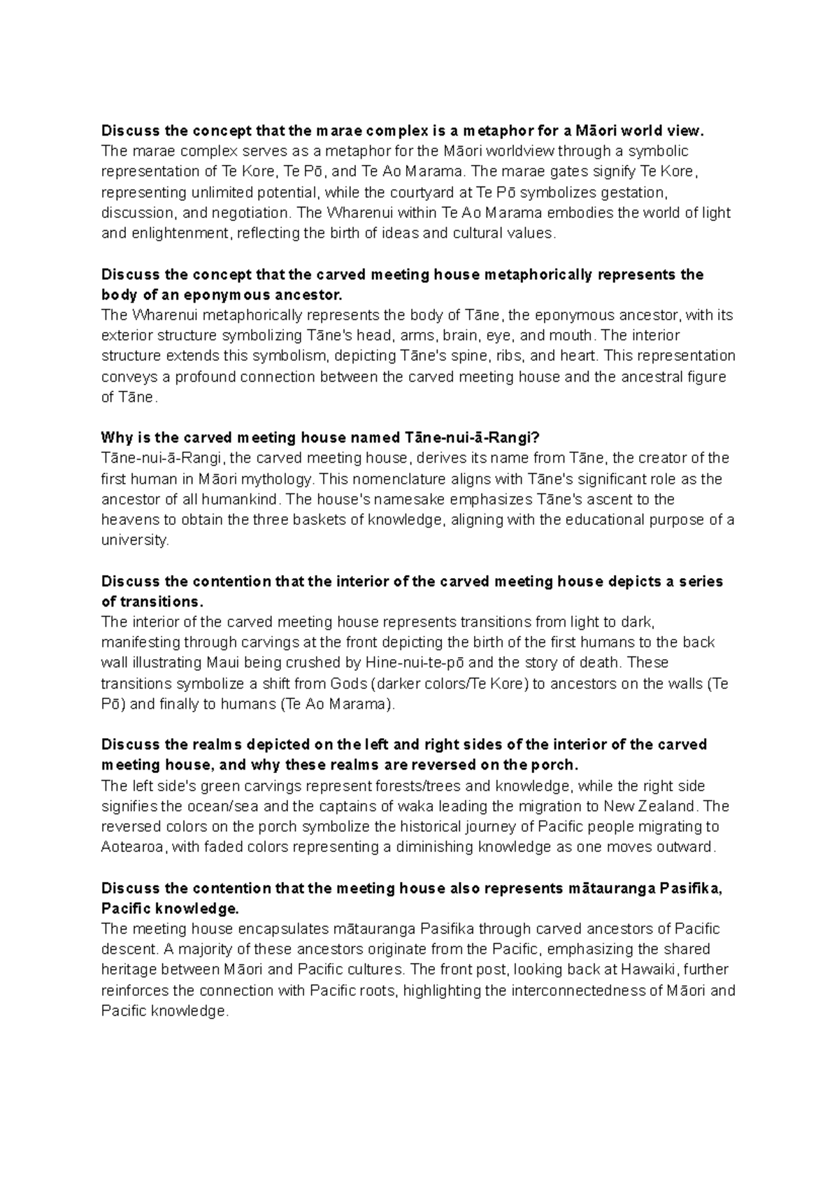 Maori 130 Practice Questions: Exploring the Marae Complex and Wharenui ...