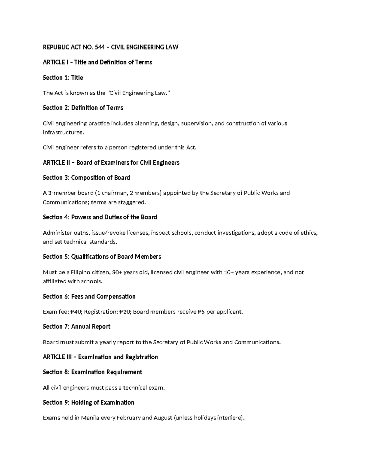 Republic Act No. 544: Civil Engineering Law Overview and Key Provisions ...