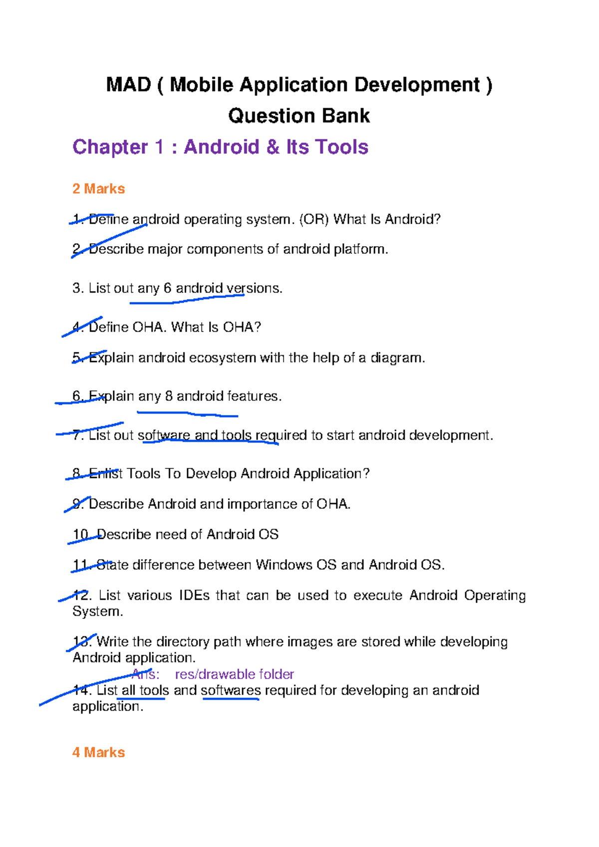 MAD Unit-wise Important Questions for Mobile App Development - Studocu