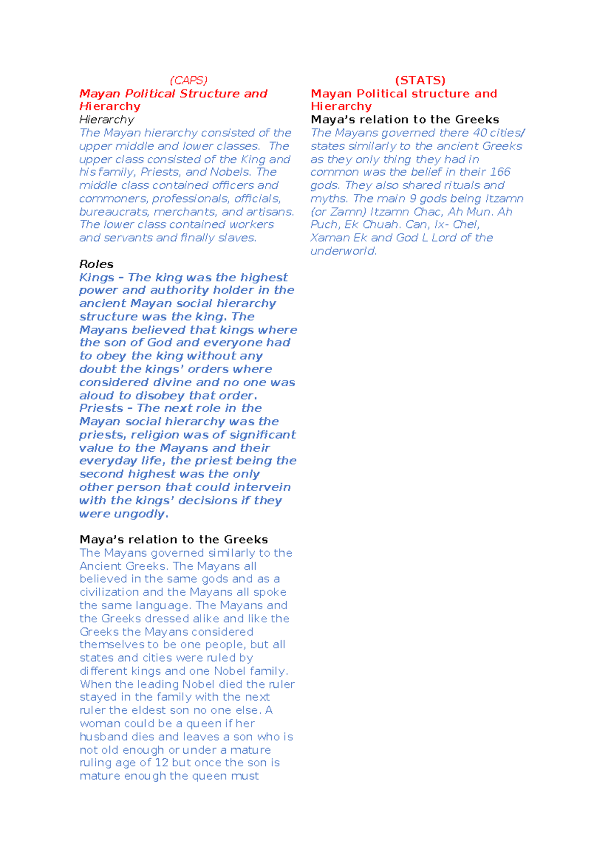 (CAPS) Mayan Political Structure & Hierarchy: A Comparative Study with ...