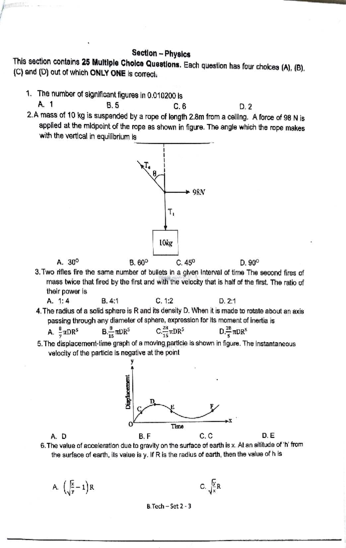 Physics 101: Multiple Choice Questions for Exam Preparation - Studocu