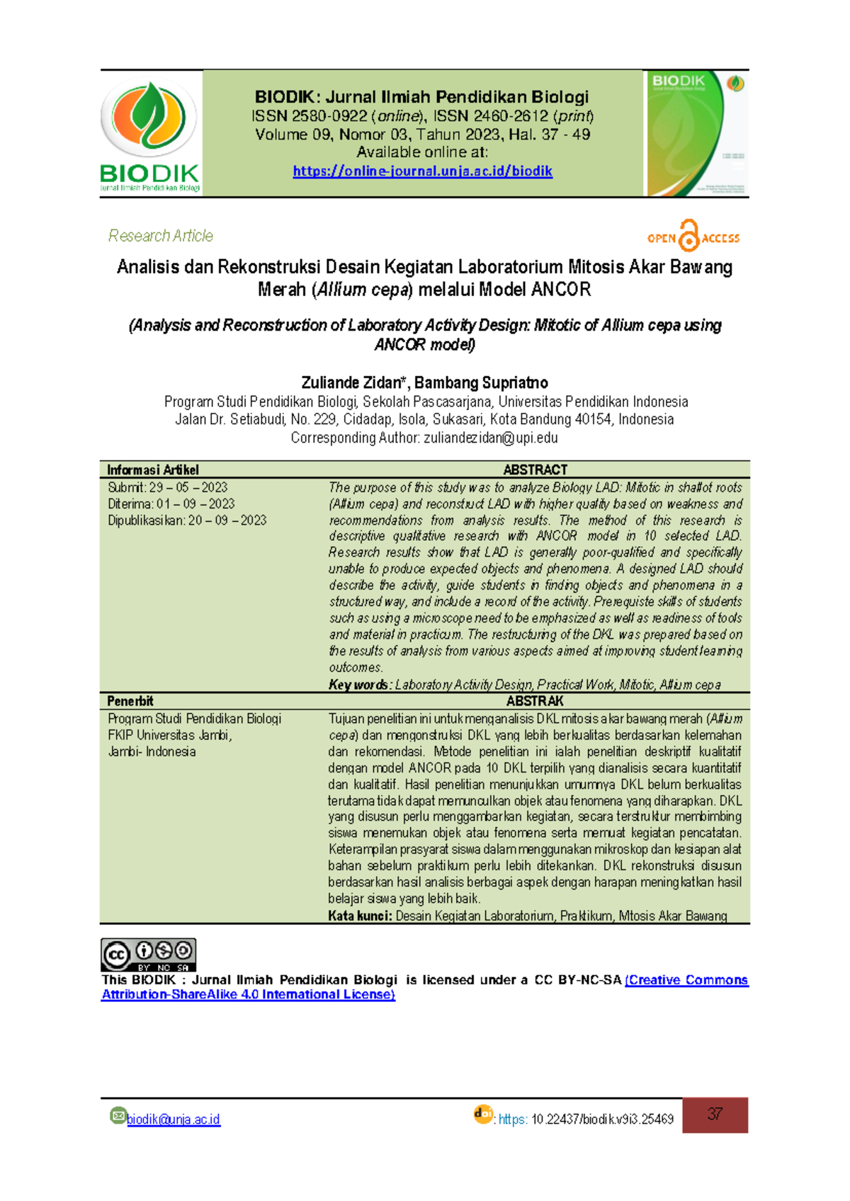 Zidan-UPI: Analisis & Rekonstruksi DKL Mitosis Akar Bawang Merah - Studocu