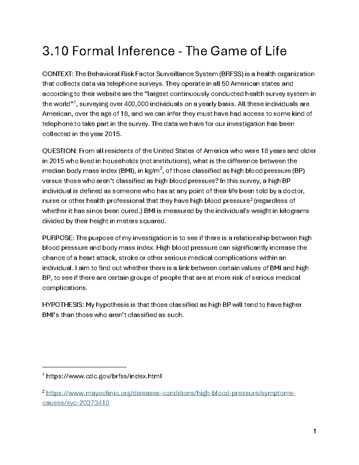 3.10 Formal Inference: High BP and BMI Relationship Analysis - Studocu