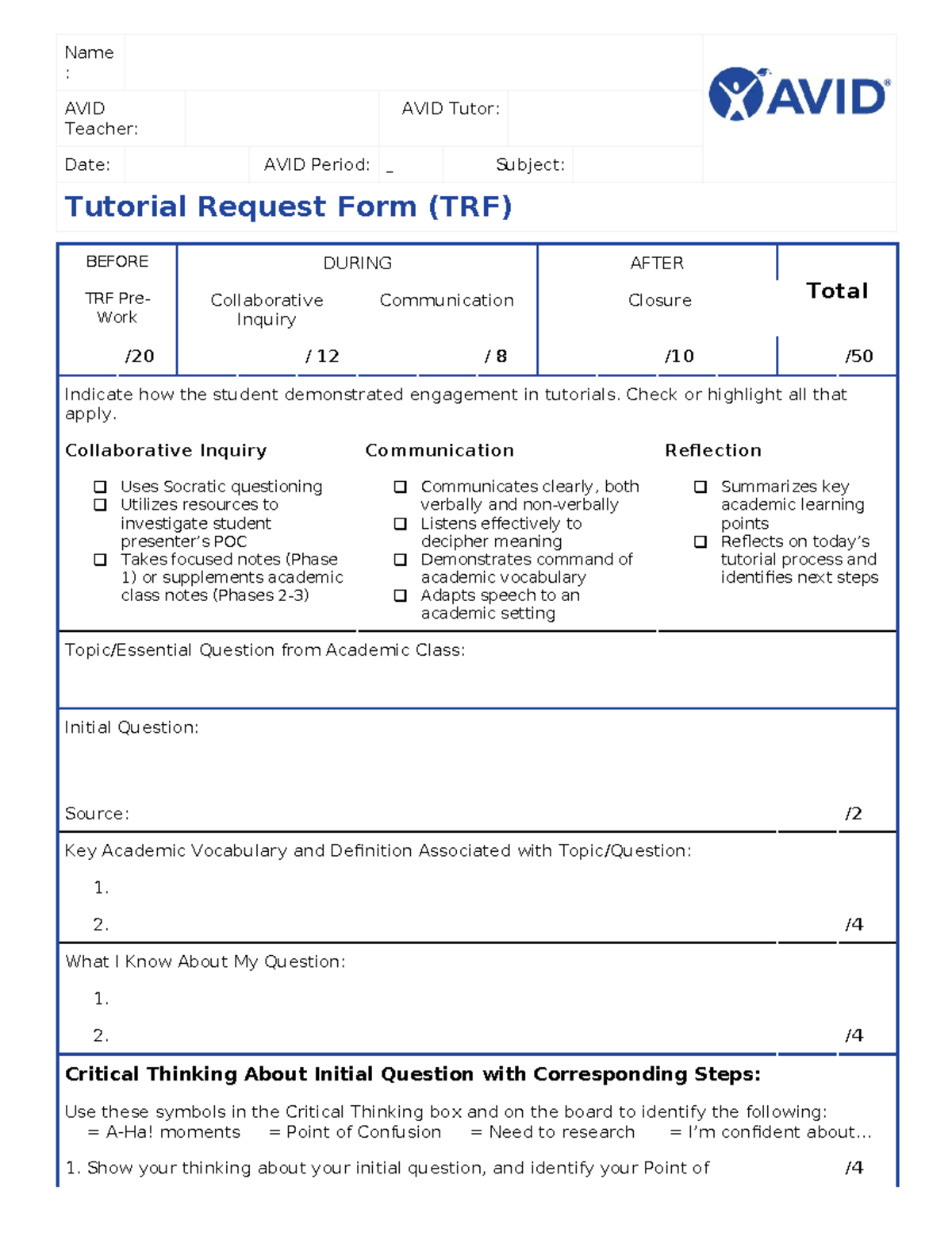 Tutorial Request Form Fillable Word format with Graphic Organizers ...