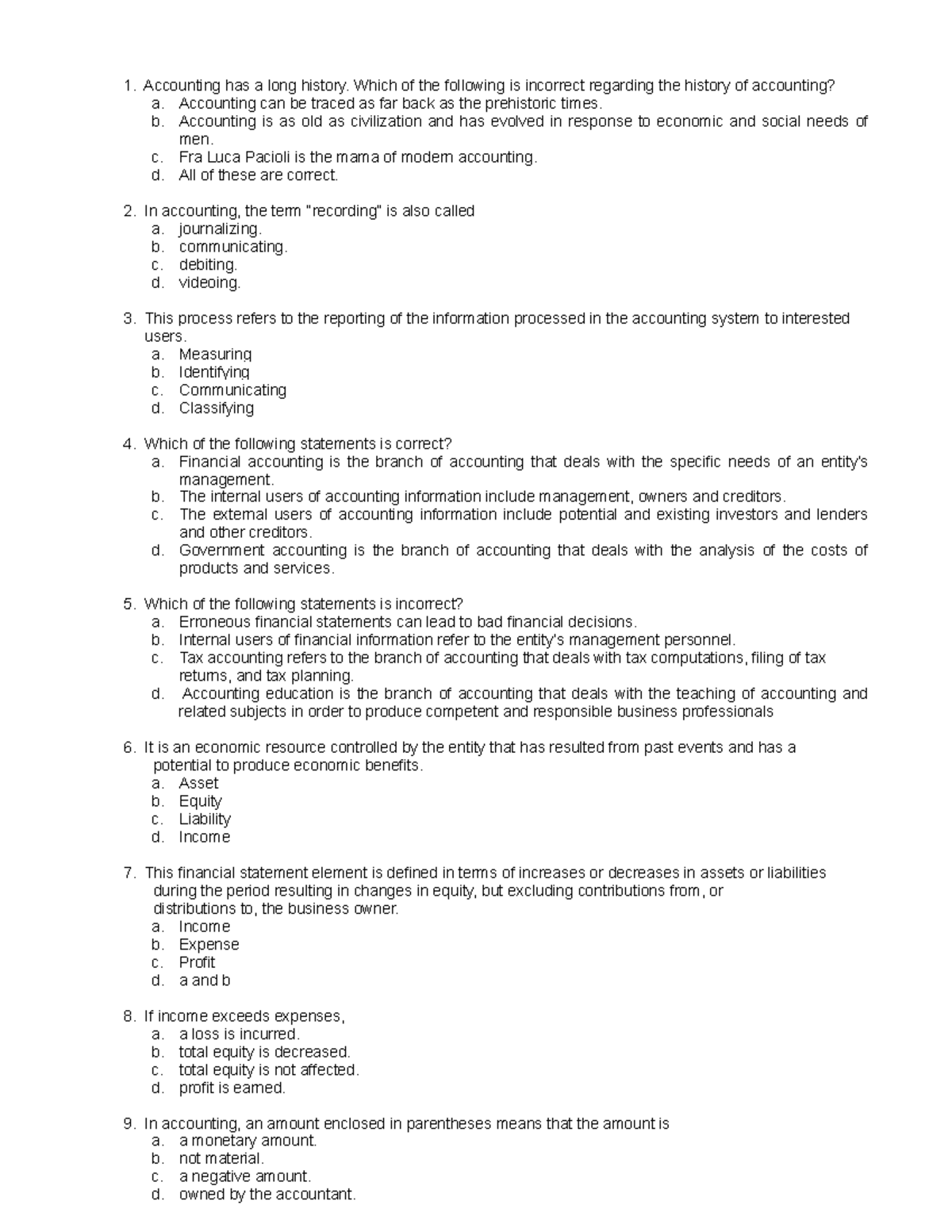 Interim Assessment 1: Accounting Fundamentals Review Questions - Studocu