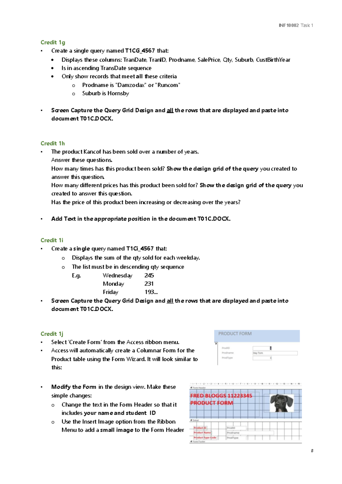 INF10002 Midterm Task 1 Queries and Form Design Instructions - Studocu
