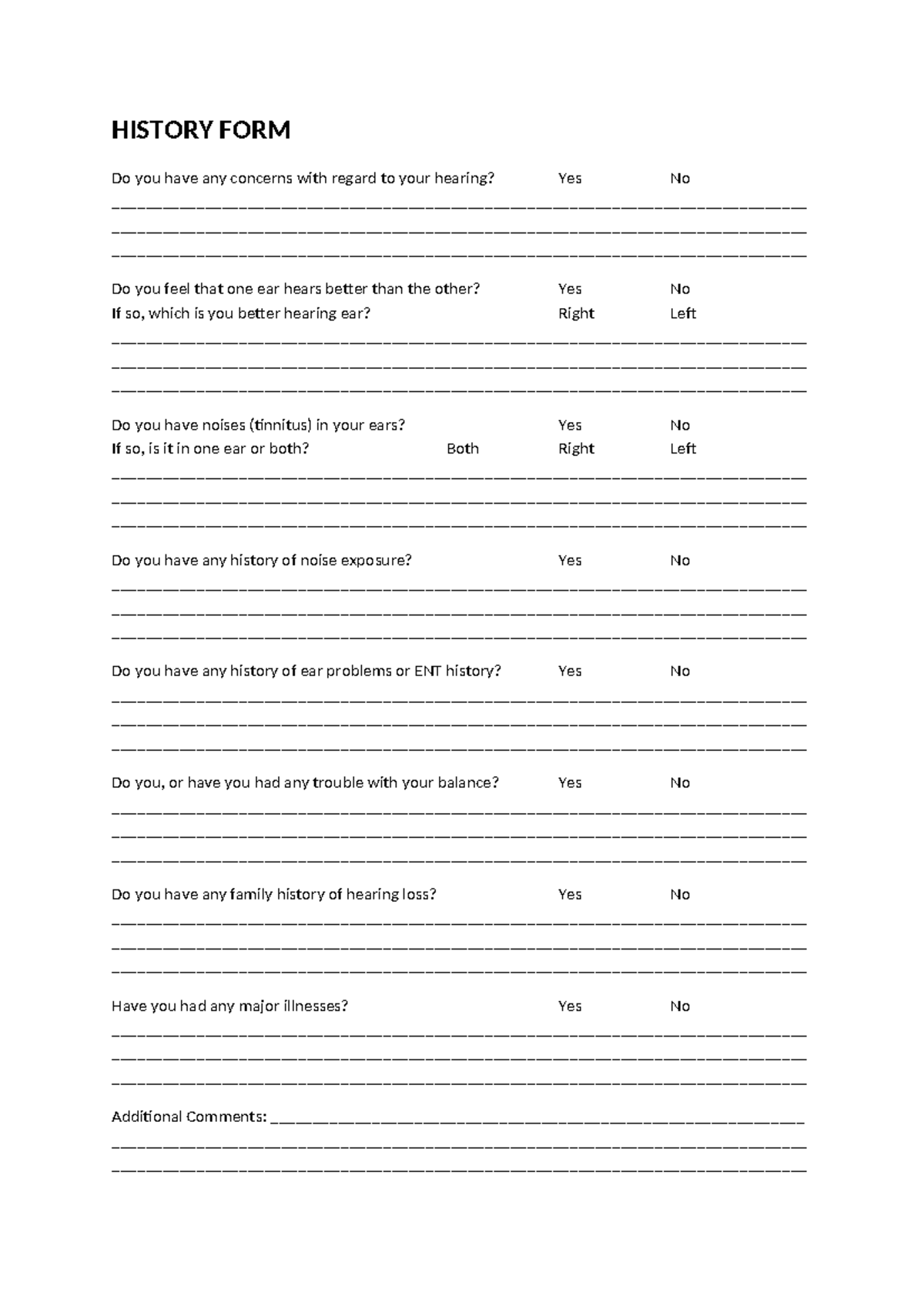 OSCE History Form: Hearing and Balance Assessment - Studocu