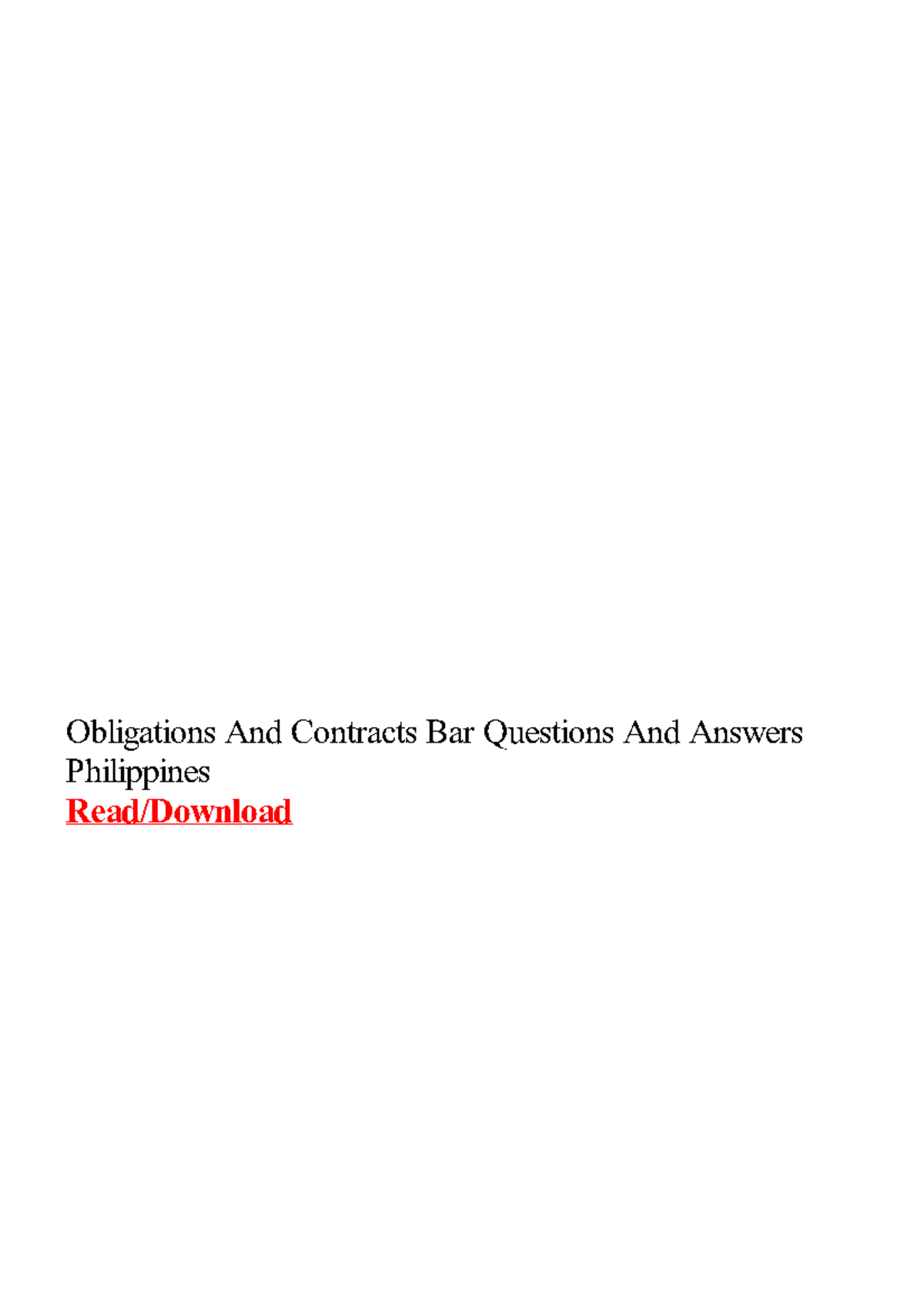 Obligations and Contracts Bar Questions Compilation (2007-2013) - Studocu