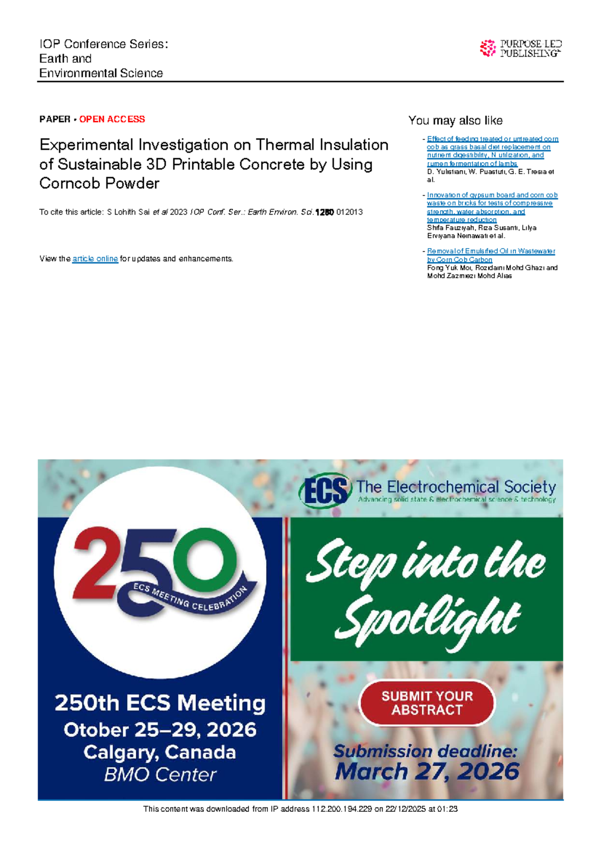 Experimental Study on Thermal Insulation of 3D Printable Concrete with ...