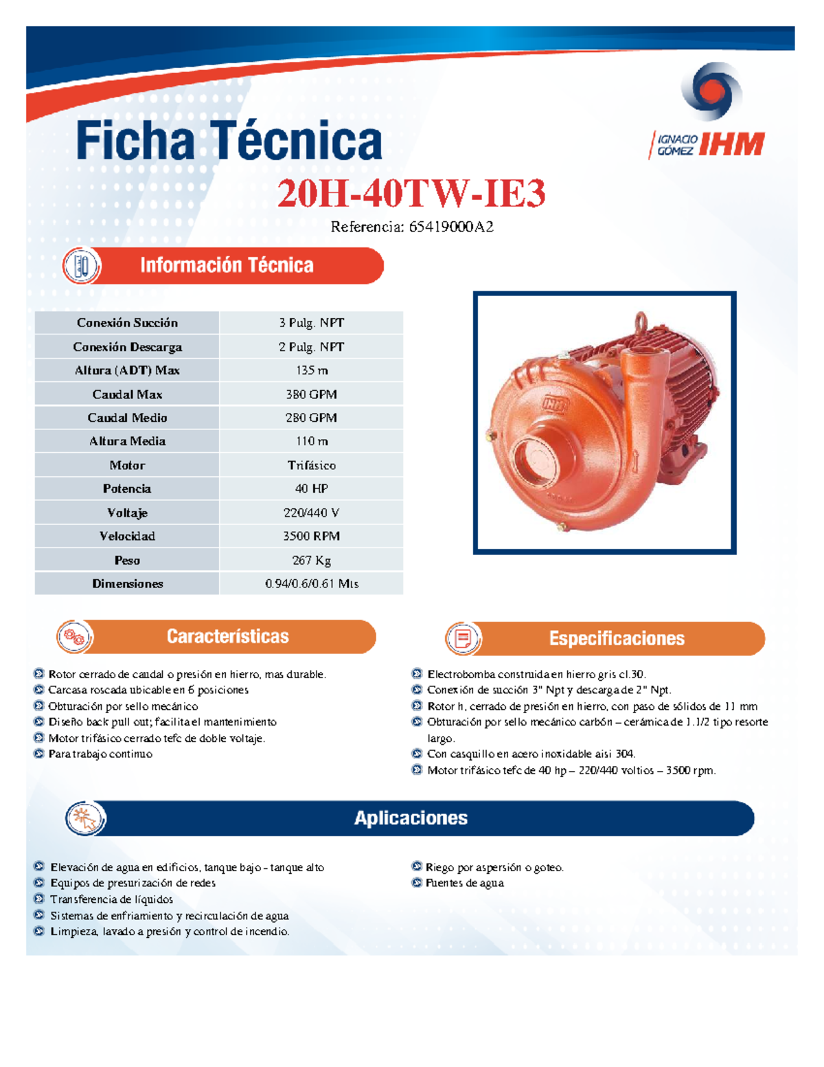 Ficha Técnica: Centrífugas Hy Flo 65419000 A2 y Especificaciones - Studocu