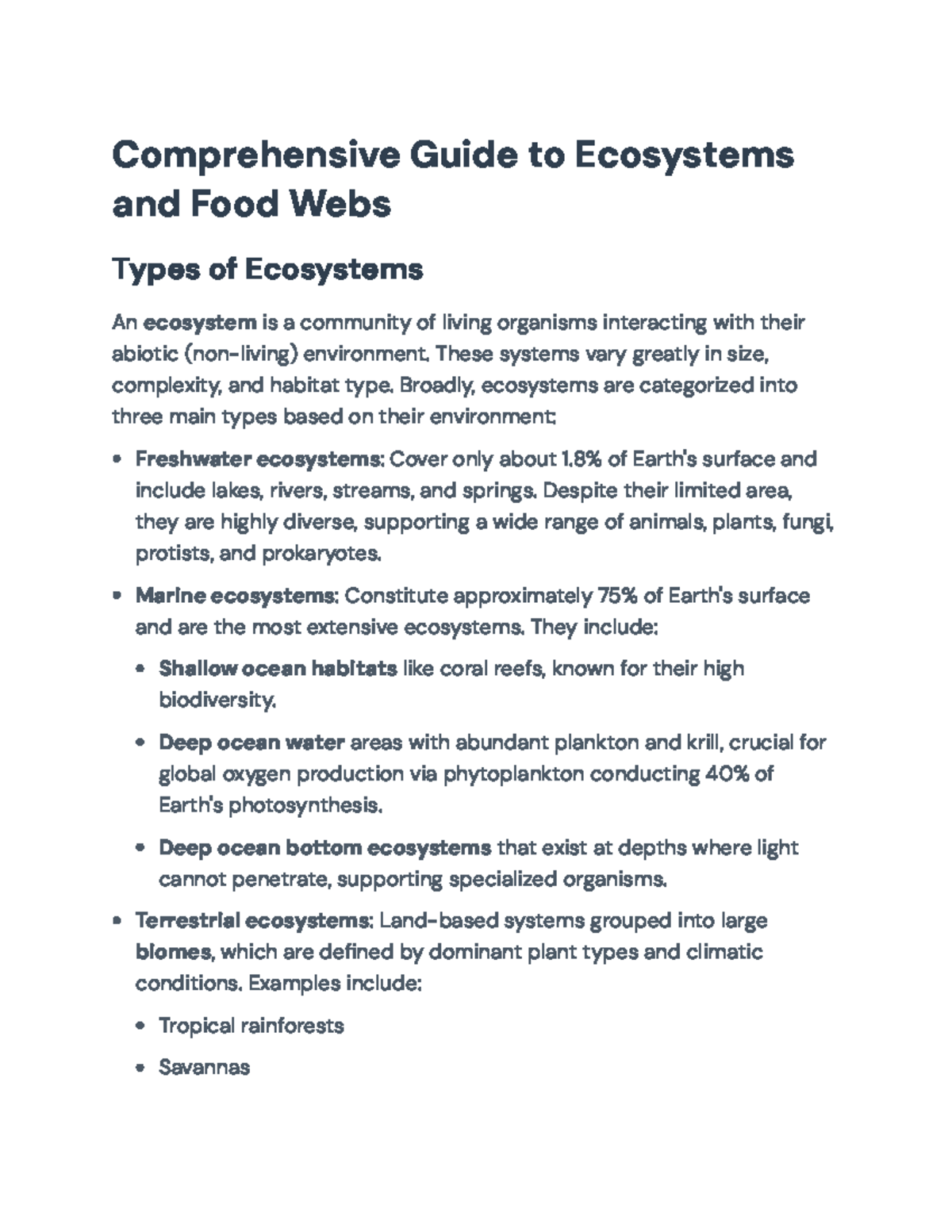 Ecosystems and Food Webs: A Comprehensive Overview - Studocu