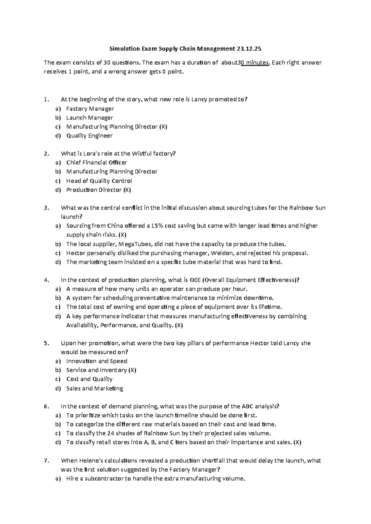 SCM 23.12.25 Final Exam Simulation: Supply Chain Management Questions ...