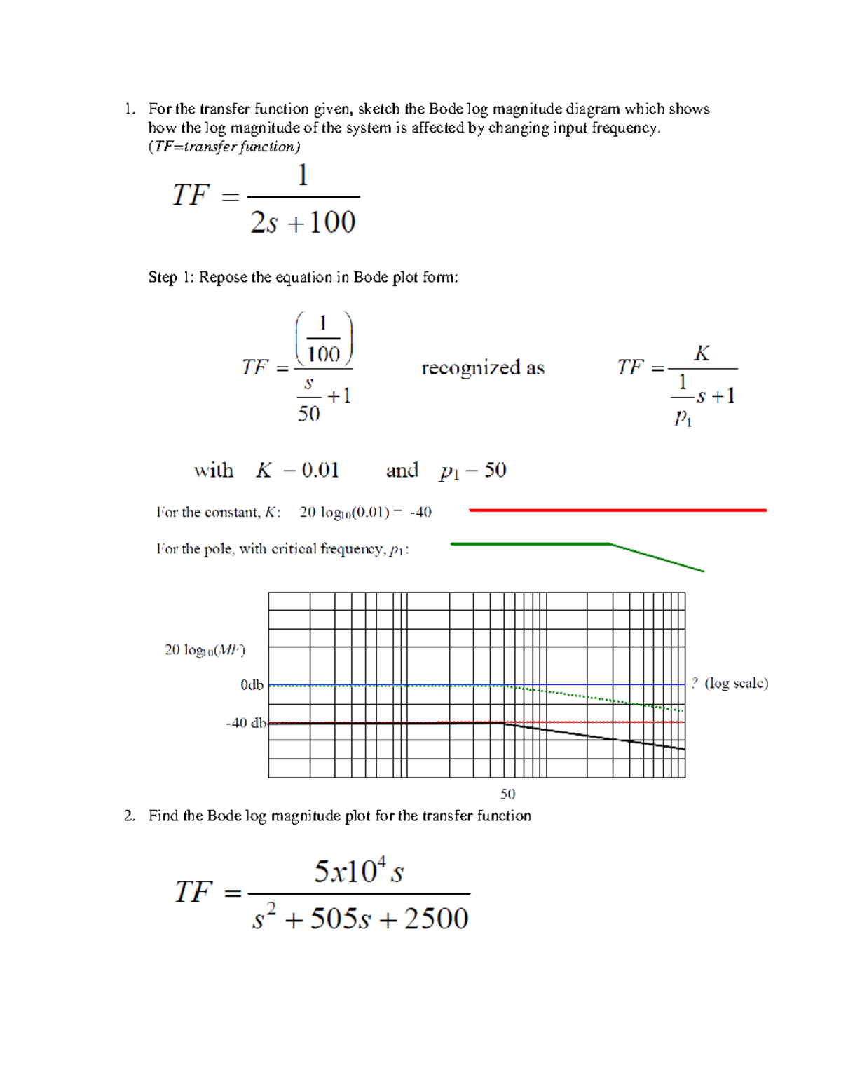 BODE PLOT QUIZ & SOLUTION: Transfer Function Analysis - Studocu