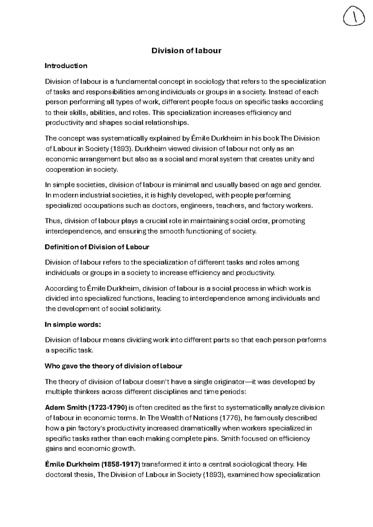 Sociology 101: Division of Labour and Jajmani System Overview - Studocu
