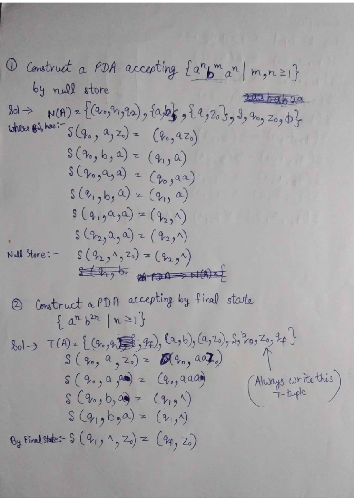 FLAT Tutorial - Hi there is notes - 1 Construct a PDA accepting an I ...