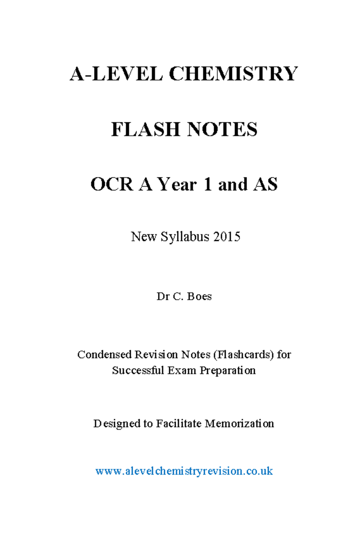 AS OCR A Year 1 Chemistry Flash Notes for Exam Success - Studocu