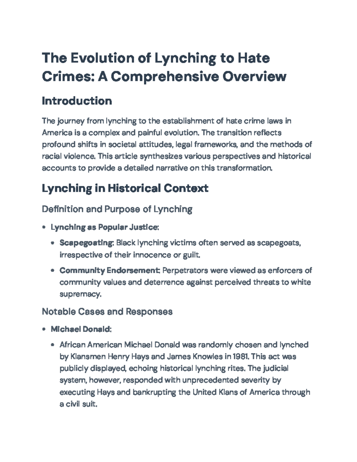The Evolution of Lynching to Hate Crimes: Historical Insights & Legal ...