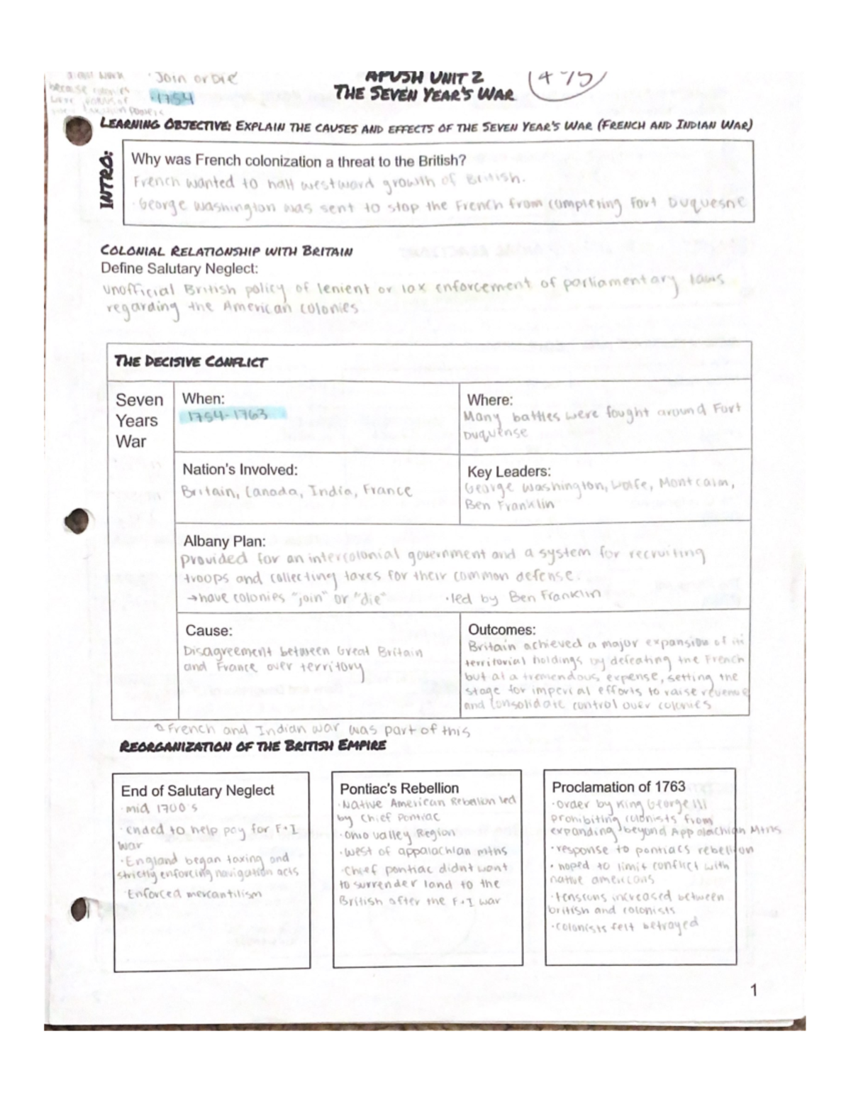 Learning Objective Explain THE Causes AND Effects OF THE Seven YEAR'S ...