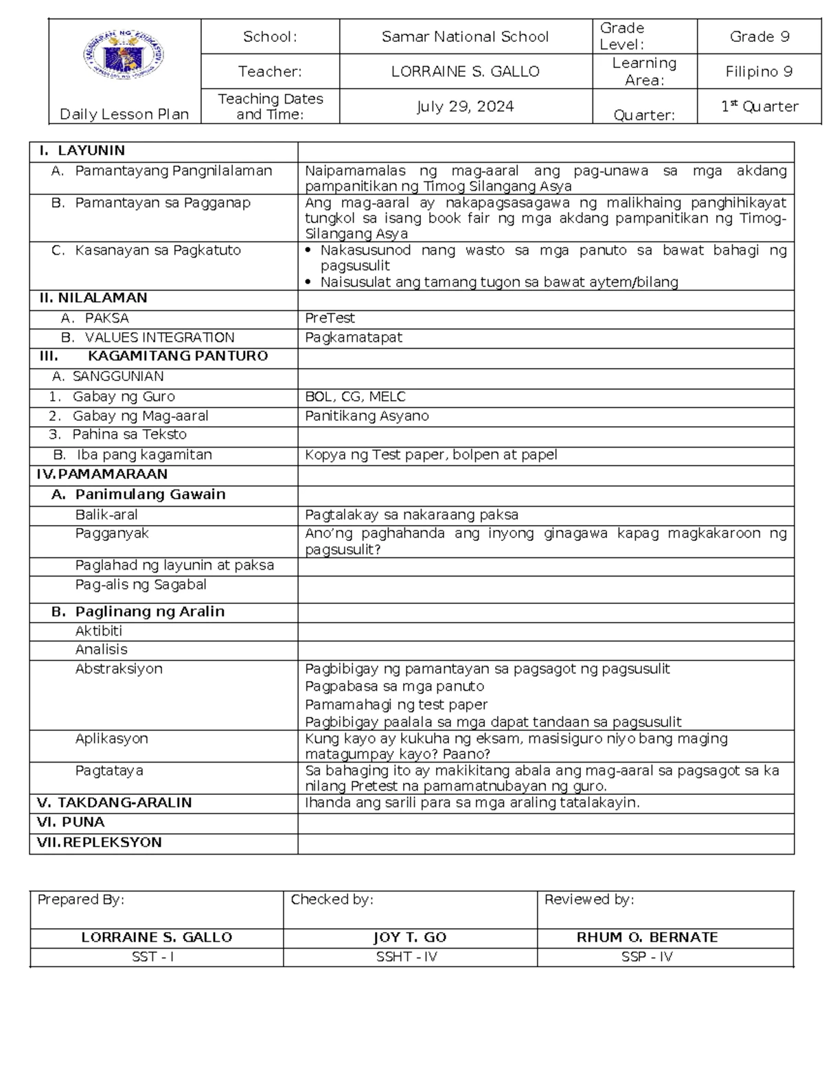 Baitang 8 DLP: Pagsusuri ng Panitikan sa Panahon ng Propaganda at ...