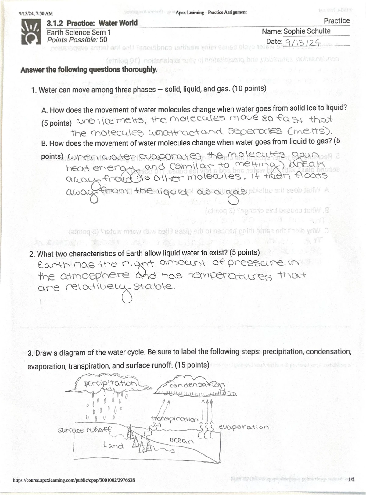 Apex Learning Earth Science Lab 3.1: Investigating the Water Cycle ...