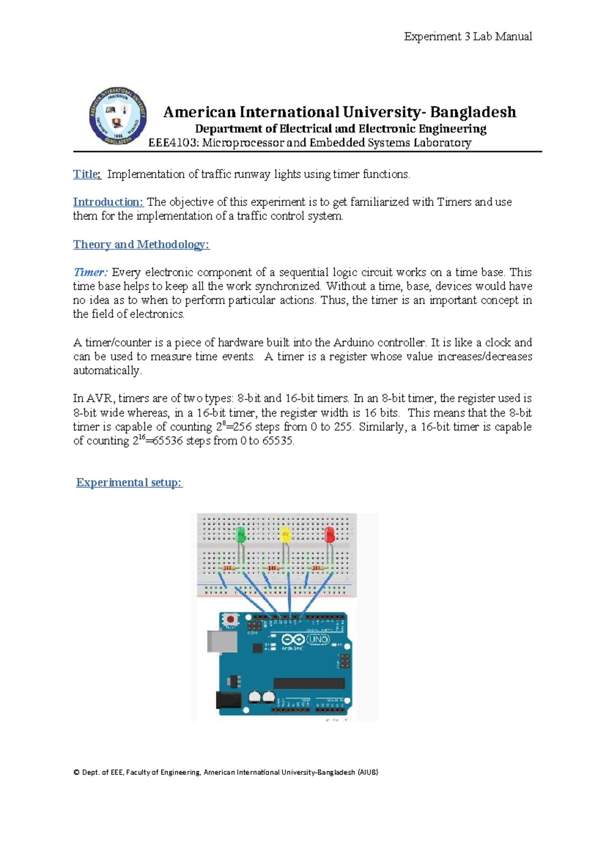 MAES Lab Experiment 3: Traffic Control System with Timers - Studocu