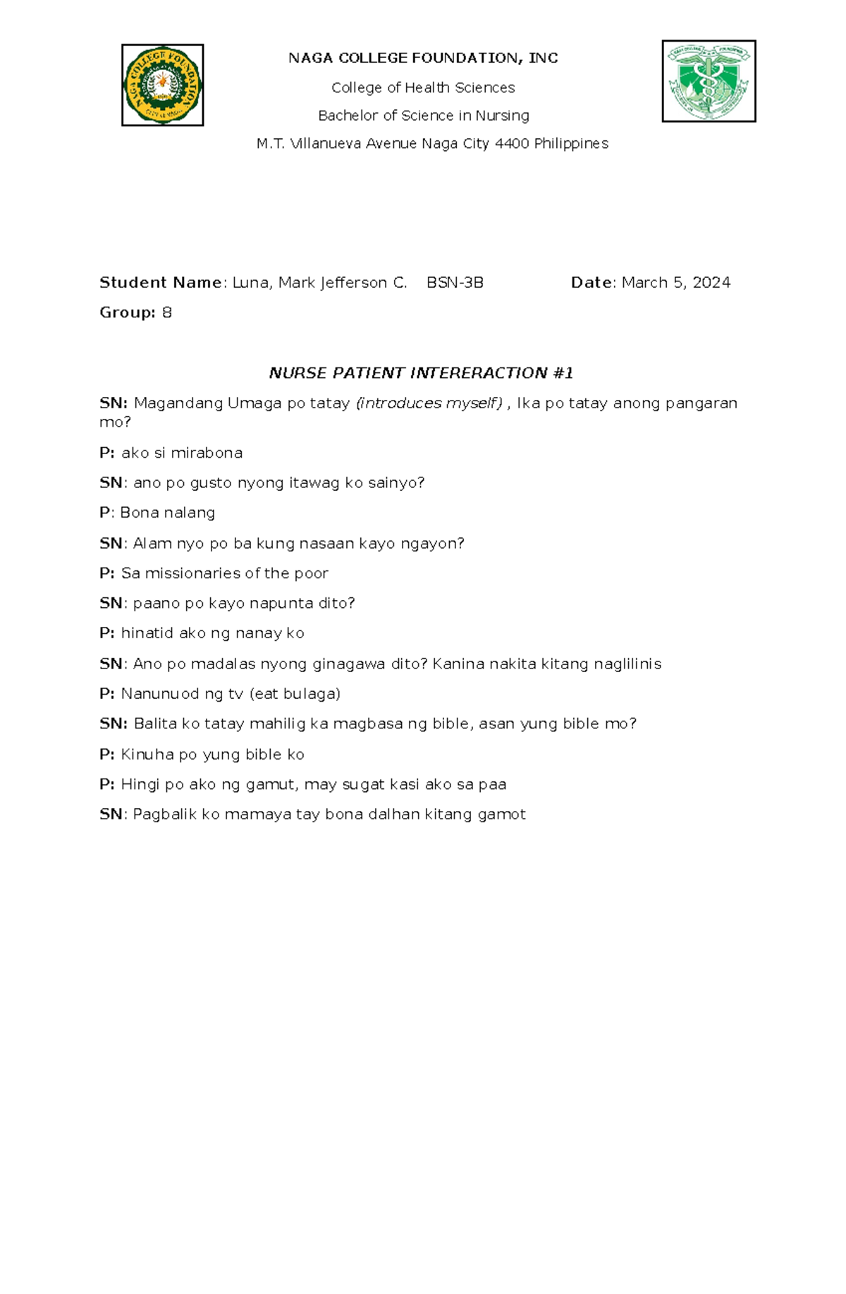 NUR-3B Nurse-Patient Interaction Logs - MOP-Psych-Ward Documentation ...