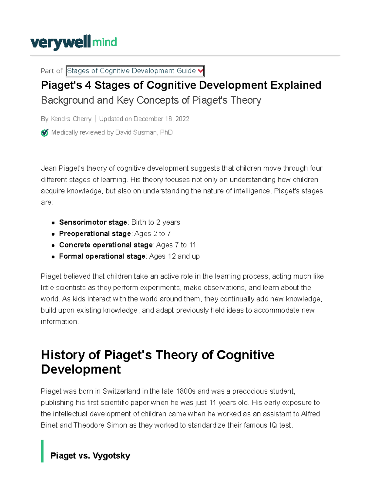 Piaget's Stages of Cognitive Development Explained (2795457) - Studocu