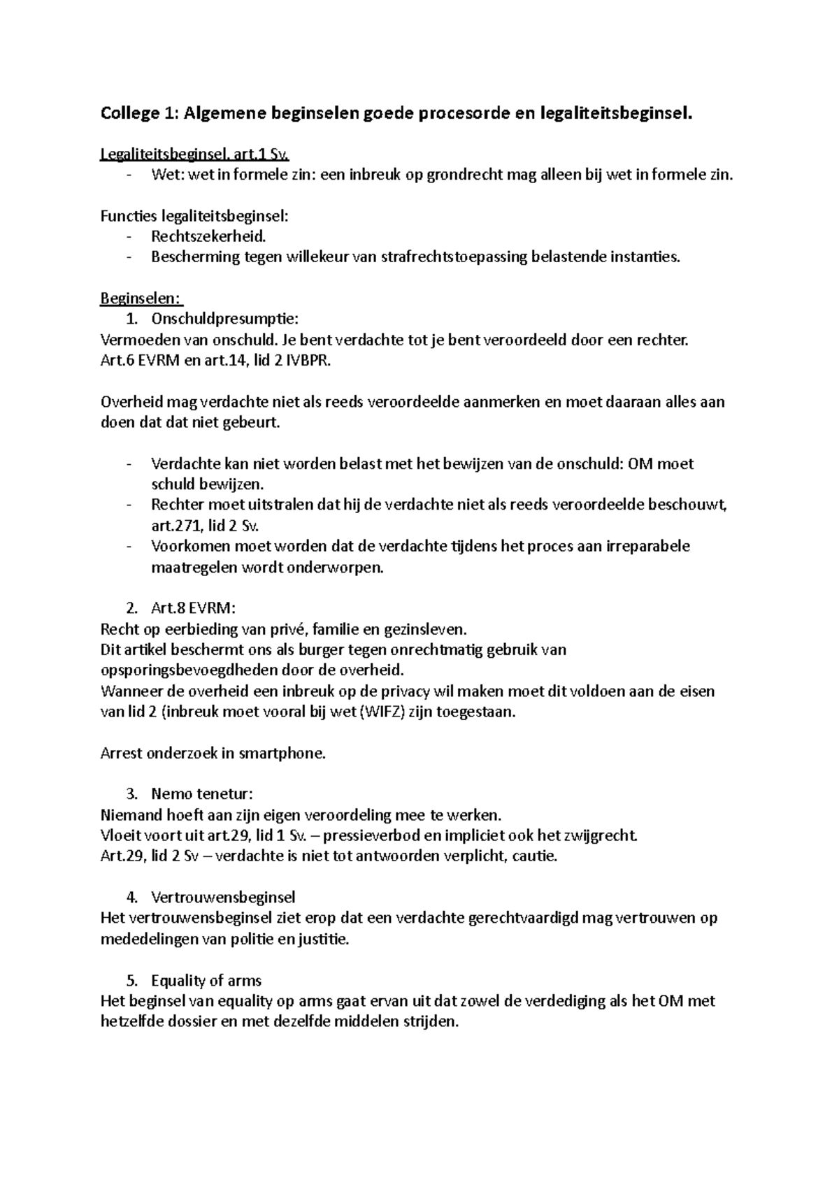 Formeel Strafrecht Kennisclips Aantekeningen voor College 1-5 - Studeersnel