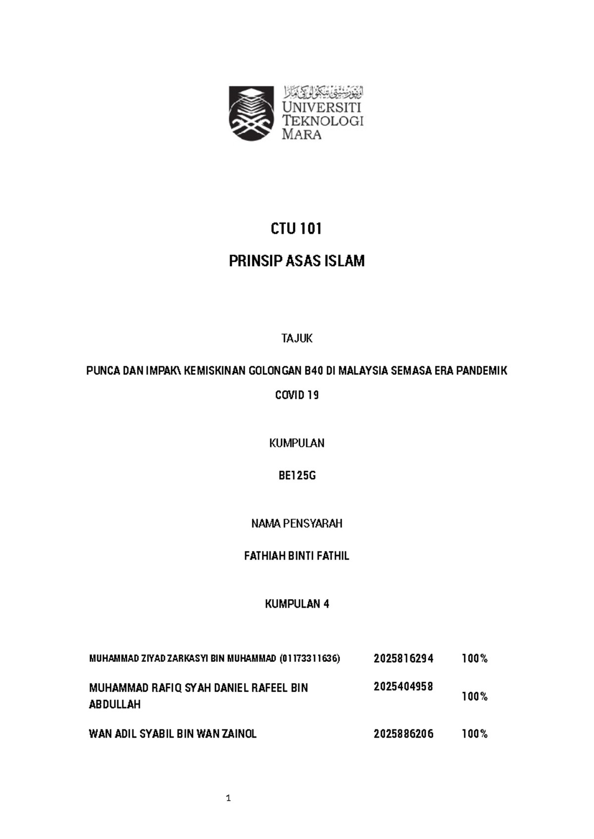 CTU 101: Punca dan Impak Kemiskinan Golongan B40 di Malaysia Semasa ...